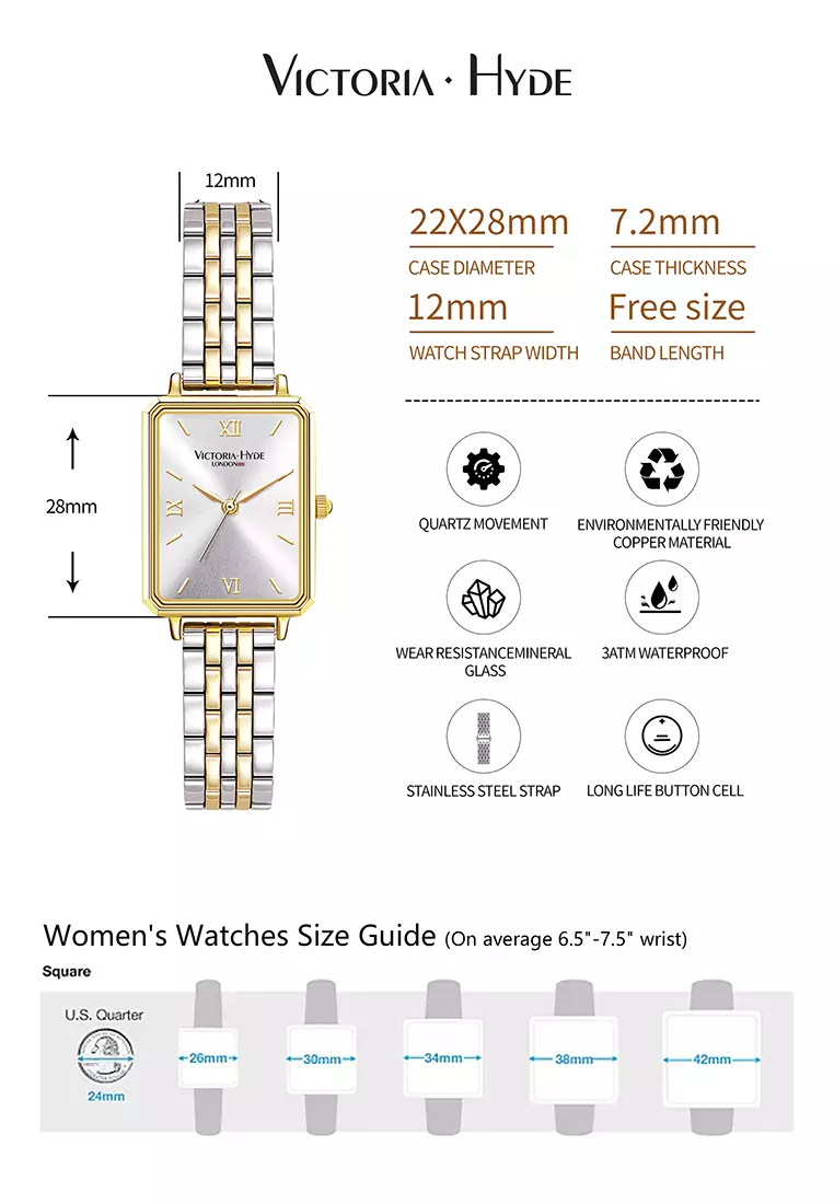 Buy Victoria Hyde London Women's Watch 22×28 mm Silver Dial Elegant ...