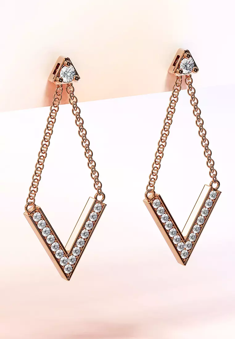 Buy Krystal Couture KRYSTAL COUTURE Luxury V Shaped Stud Earrings in ...