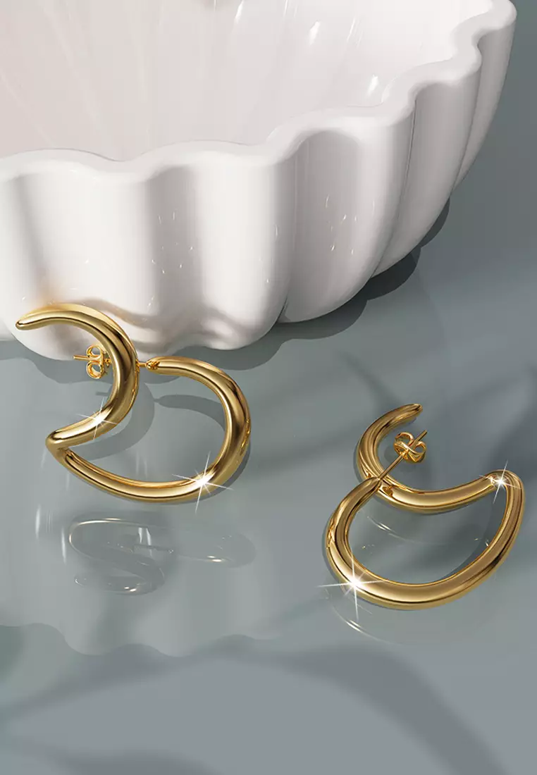 Buy Bullion Gold Double The Fun Gold Hoop Earrings Online | ZALORA Malaysia