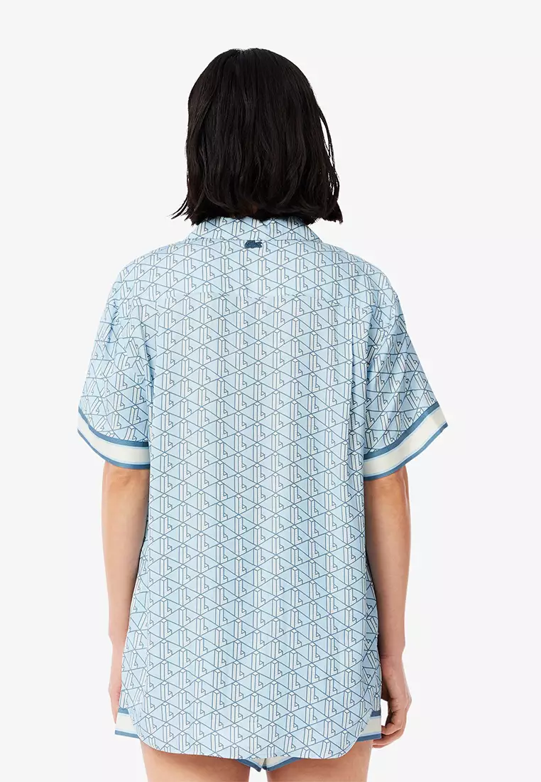 Buy Lacoste Oversized Monogram Print Shirt 2025 Online | ZALORA