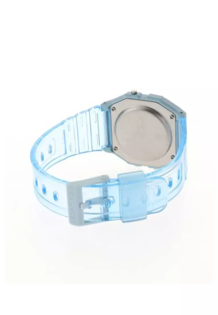 Buy Casio Kids's Digital F-91WS-2DF Semi-Transparent Blue Resin Band ...