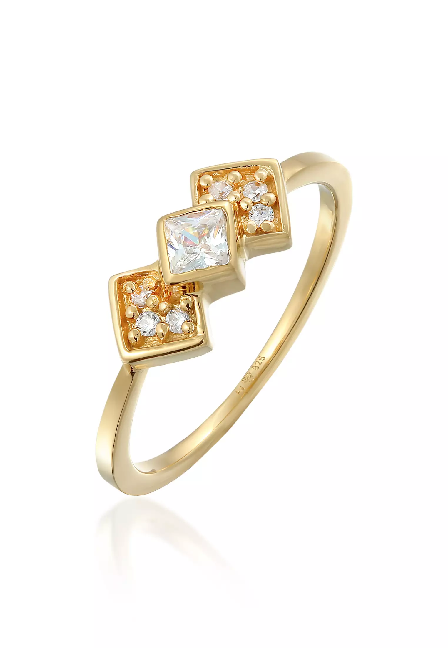 Buy ELLI GERMANY Vintage Zirconia Ring – Gold-Plated Silver 2026 Online ...
