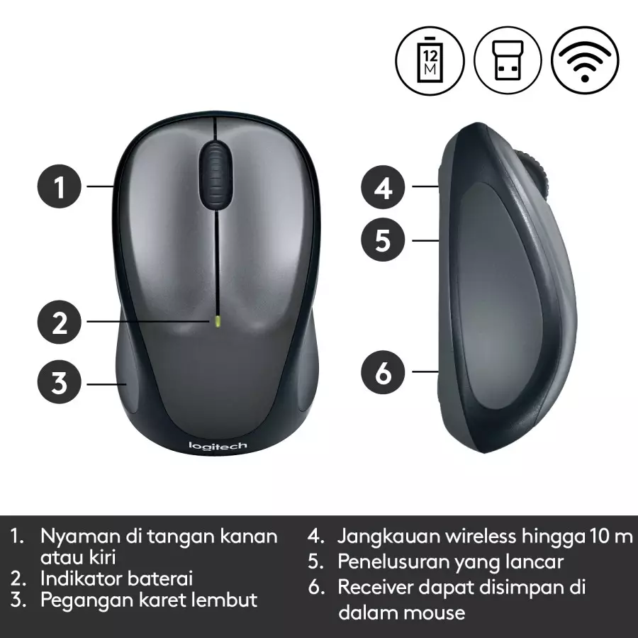 Jual Logitech Logitech M235 Mouse Wireless Grip Karet Nyaman - Blue ...