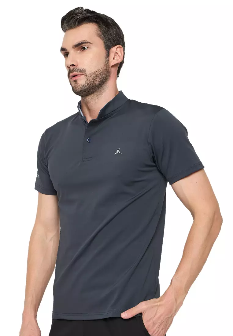 Fitleasure Grey Luxe Men's Athleisure Chinese Collar Designer Tee 2025 ...