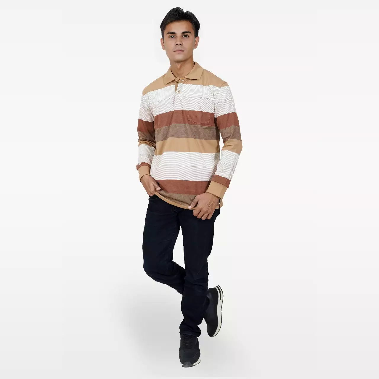 Jual Hassenda Dev Baverre Kaos Polo Salur Lengan Panjang VPB20015ACKT Coklat Original 2025 ...