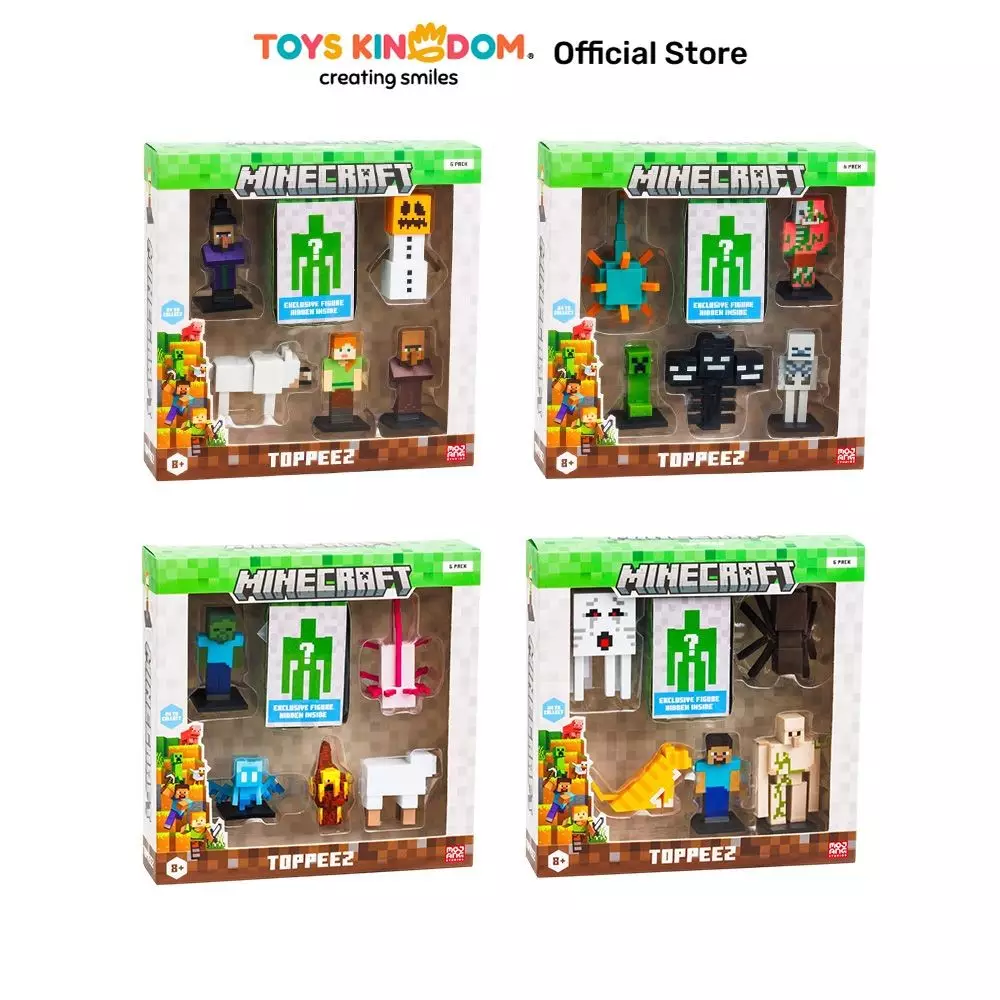 Jual TOYS KINGDOM TOPPEEZ SET 6 PCS MINECRAFT MINIFIGURE 3D DELUXE BOX ...