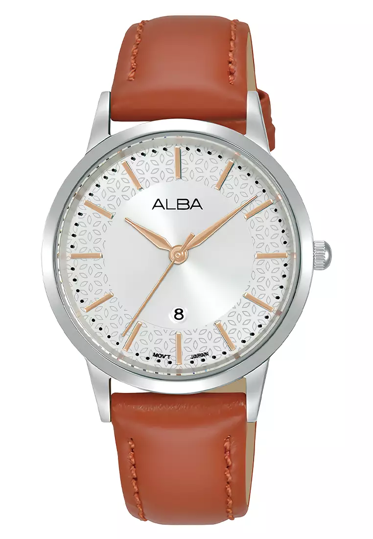 Jual Alba Alba Jam Tangan Analog Wanita - Silver Case Brown Leather ...