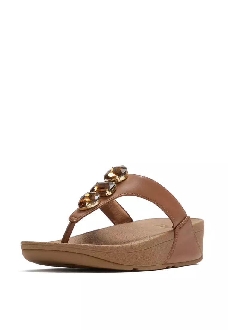 Buy FitFlop LULU Women's Ultra-Jewel Toe-Post Sandals - Deep Tan (A5E ...