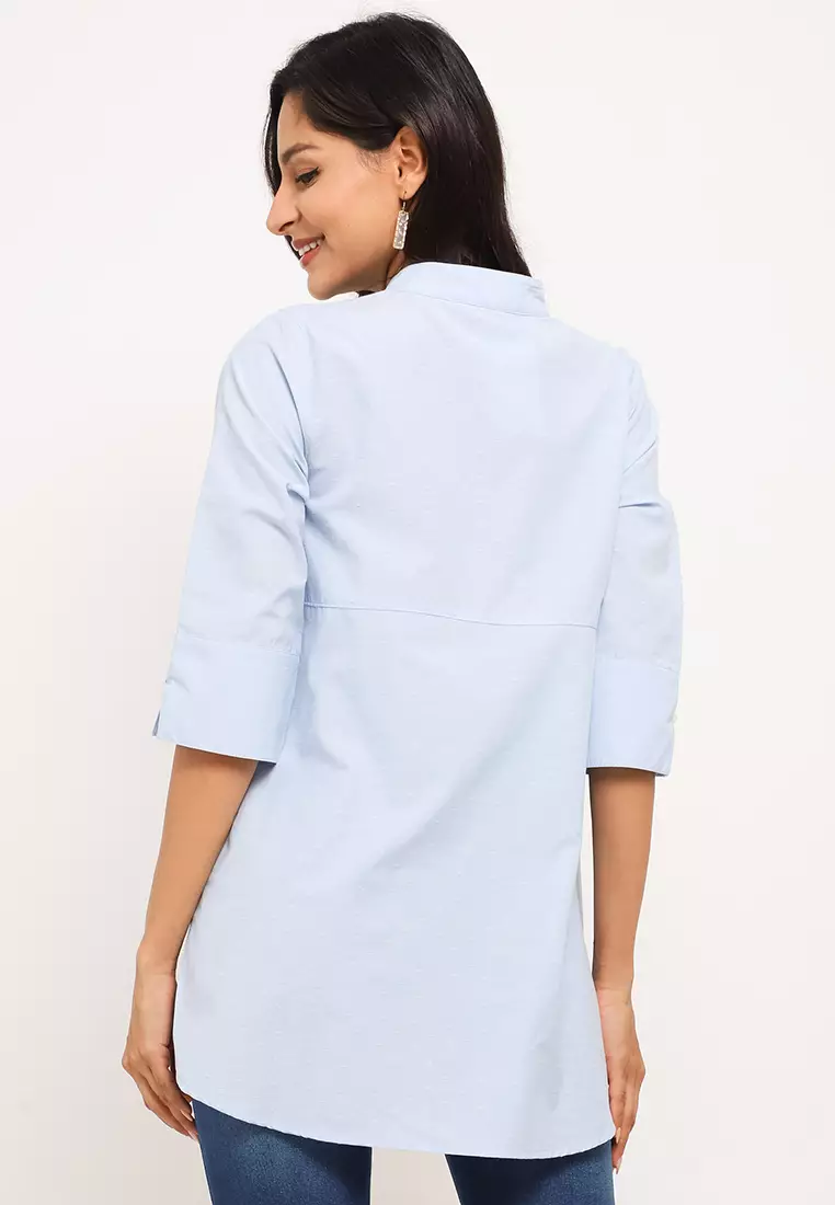 Jual Point One Ariana Sky Blue Blouse Inc. Face Mask Original 2024 ...