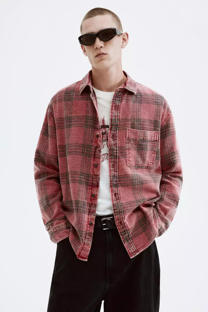 Buy H&M Loose Fit Flannel shirt Online | ZALORA Malaysia
