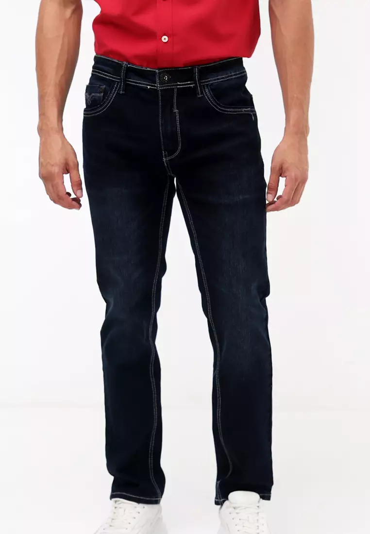 Buy Freego Mens Denim Long Slim Tapered Fit Stretch Jeans 2025 Online ...