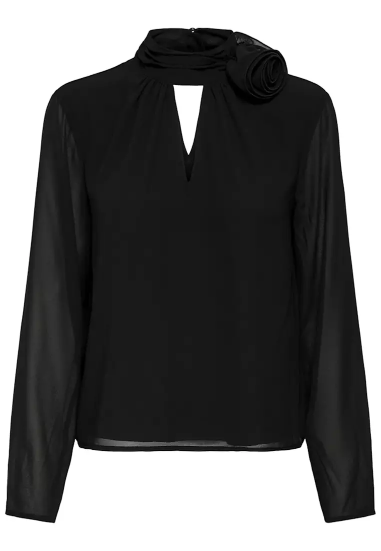 Buy JACQUELINE DE YONG Long Sleeve High Neck Rose Top Online | ZALORA ...