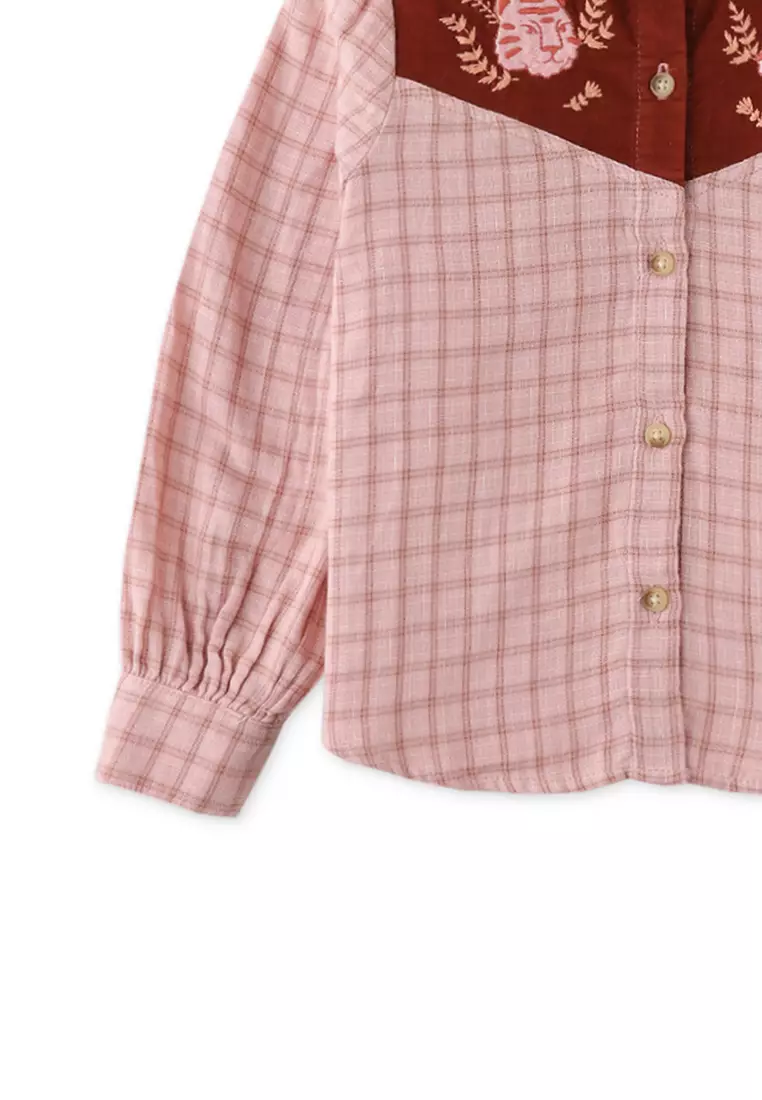 Buy Gingersnaps Girls Button Down Top With Tiger Embroidery Pincord ...