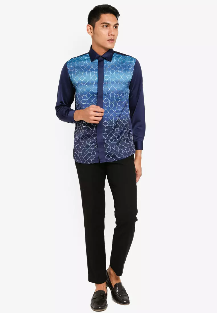 Buy Gene Martino Long Sleeve Batik Shirt Online | ZALORA Malaysia