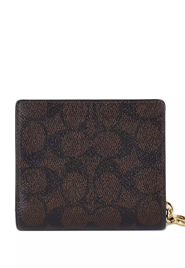 Buy Coach Snap Wallet In Signature Canvas - Walnut/Black 2025 Online ...