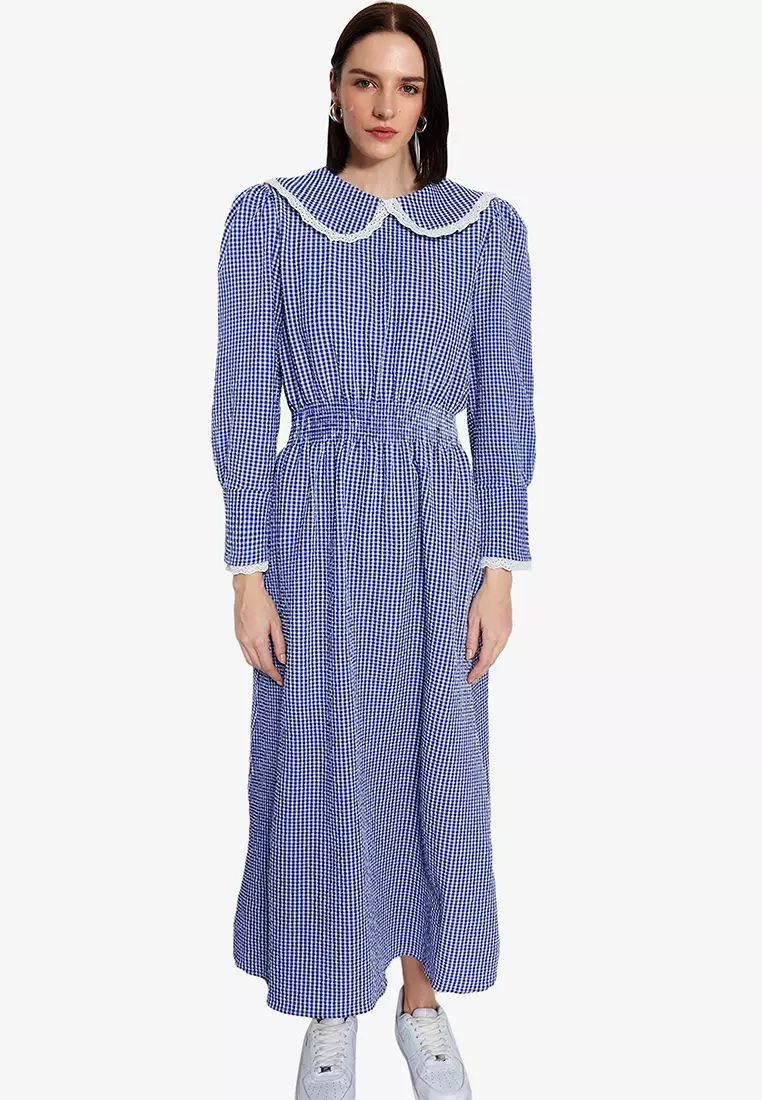 Jual Trendyol Gingham Peter Pan Collar Dress Original 2025 | ZALORA ...