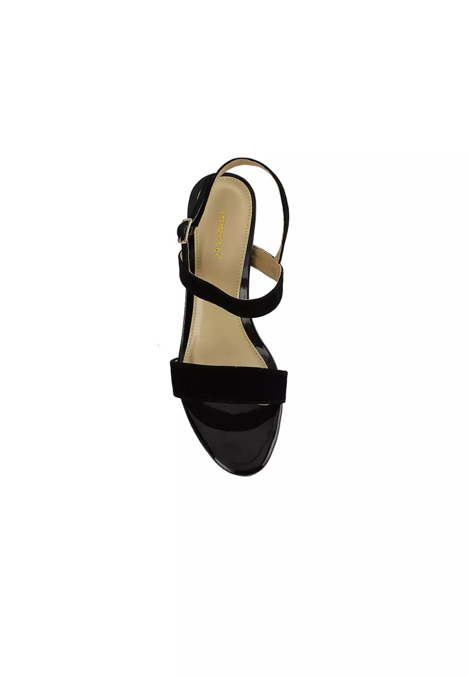 Jual Marelli Bella Sandal Wanita Heels Double Strap - Black Suede ...