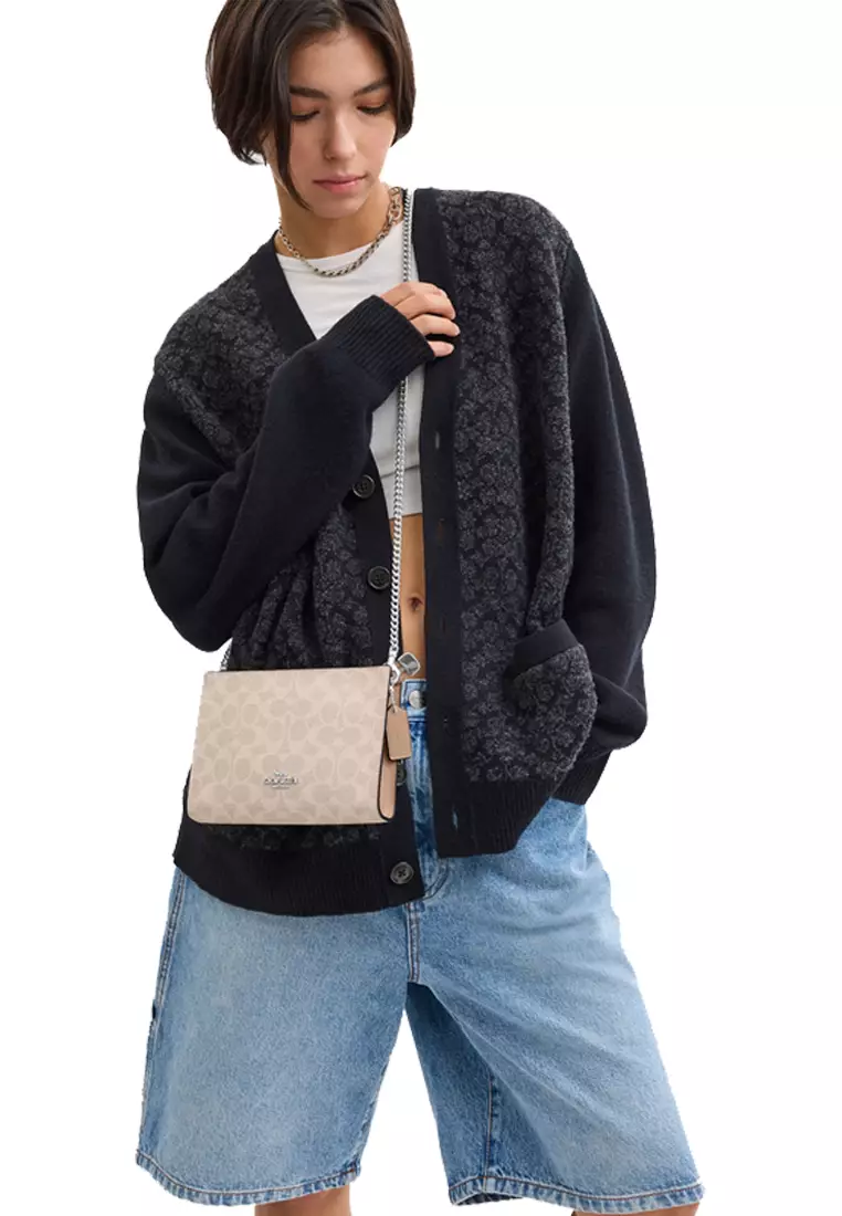 Buy COACH Slim Crossbody Bag In Signature Canvas Sand Taupe CW204 2026 ...