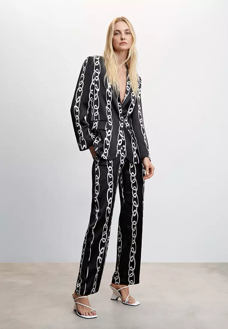 mango printed blazer