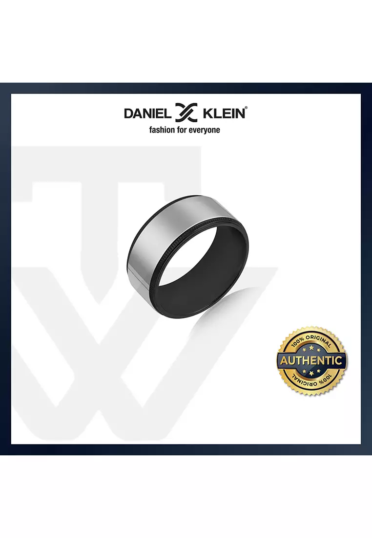 Buy Daniel Klein Classic Duo Color Men's Black Stainless Steel Ring DKJ ...