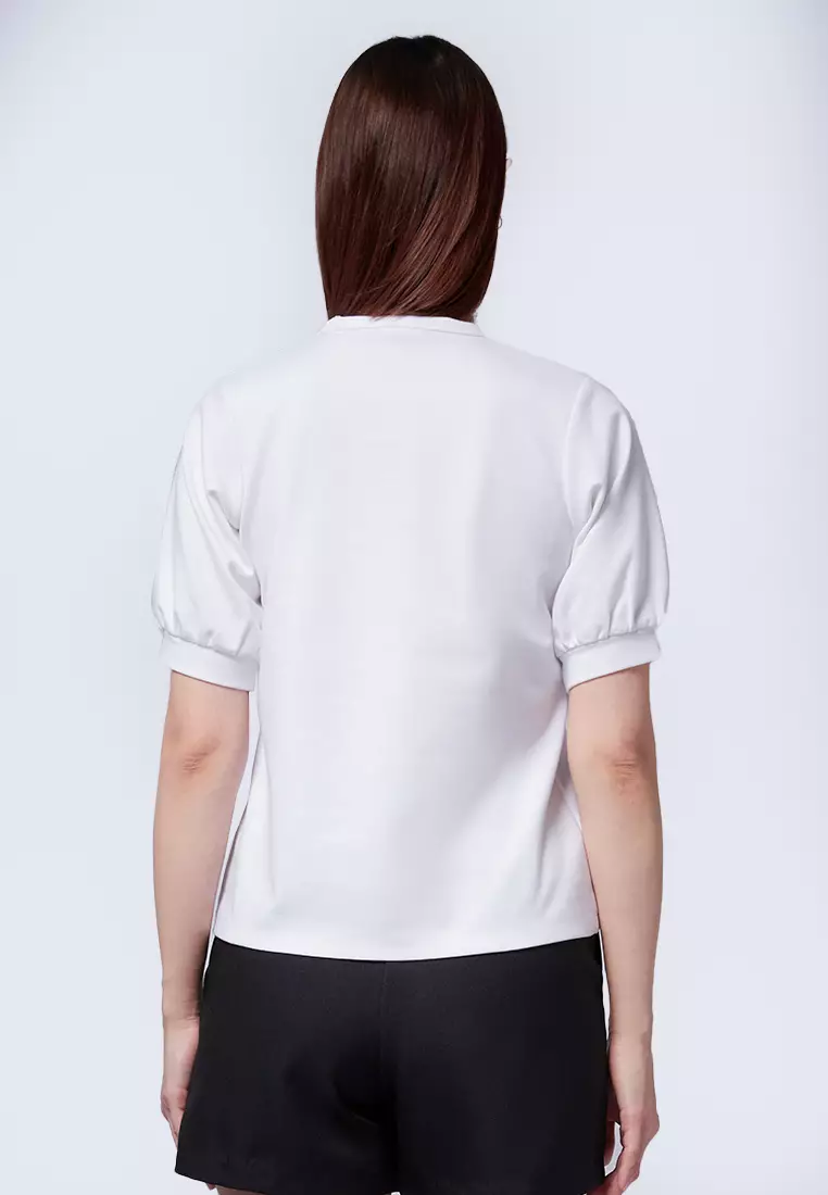 Jual Executive Round Neck Puff Sleeves Top Original 2025 | ZALORA Indonesia