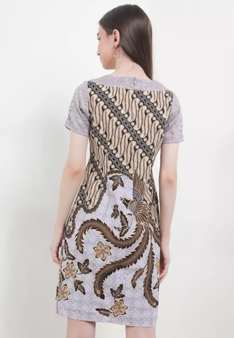Jual Rianty Batik Dress Armai Grey Original 2026 | ZALORA Indonesia