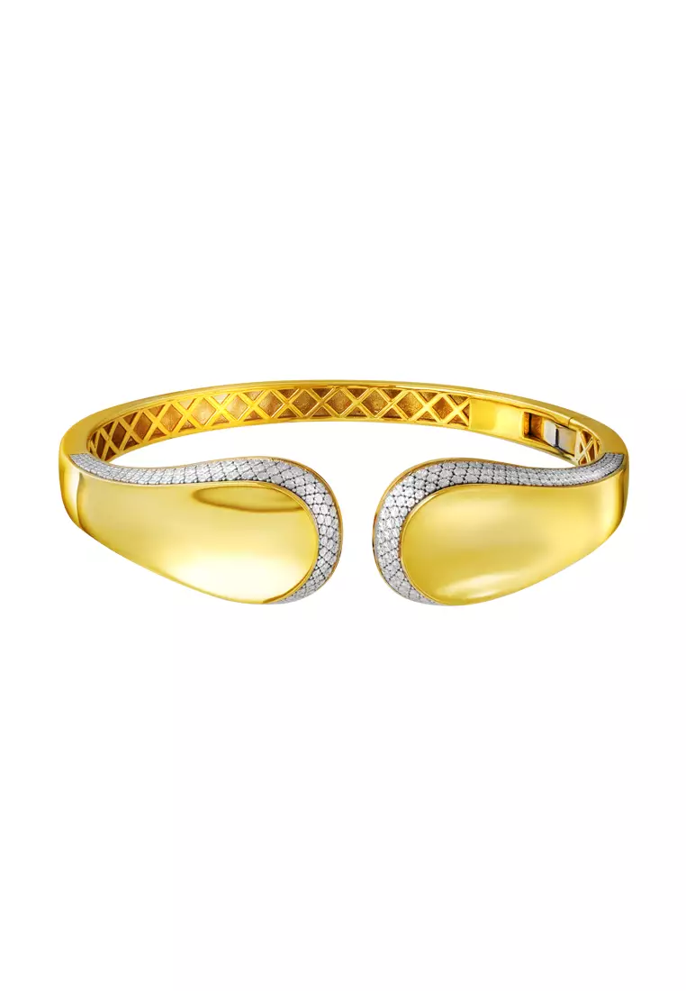 Buy TOMEI TOMEI Diamond Cut Collection Open Bangle, Yellow Gold 916 ...