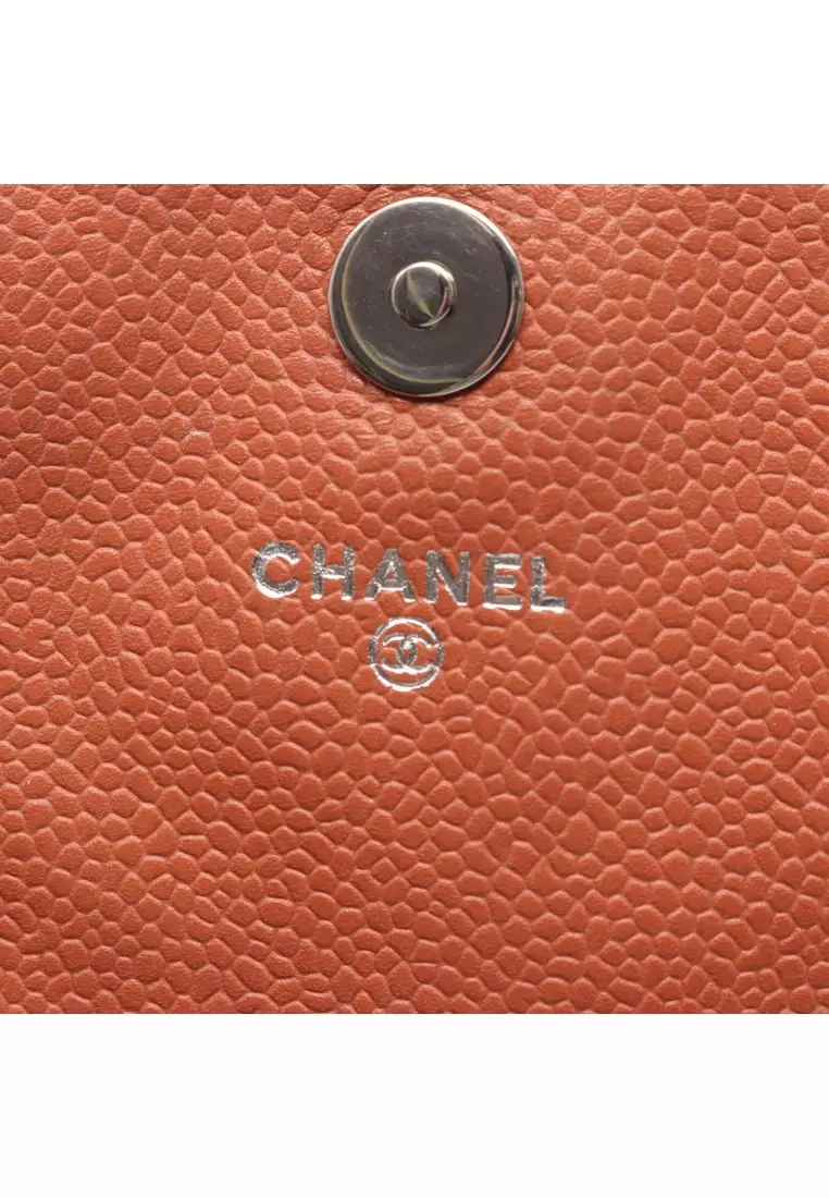 Chanel Pre-Loved Chanel half moon coco mark chain wallet Caviar skin ...
