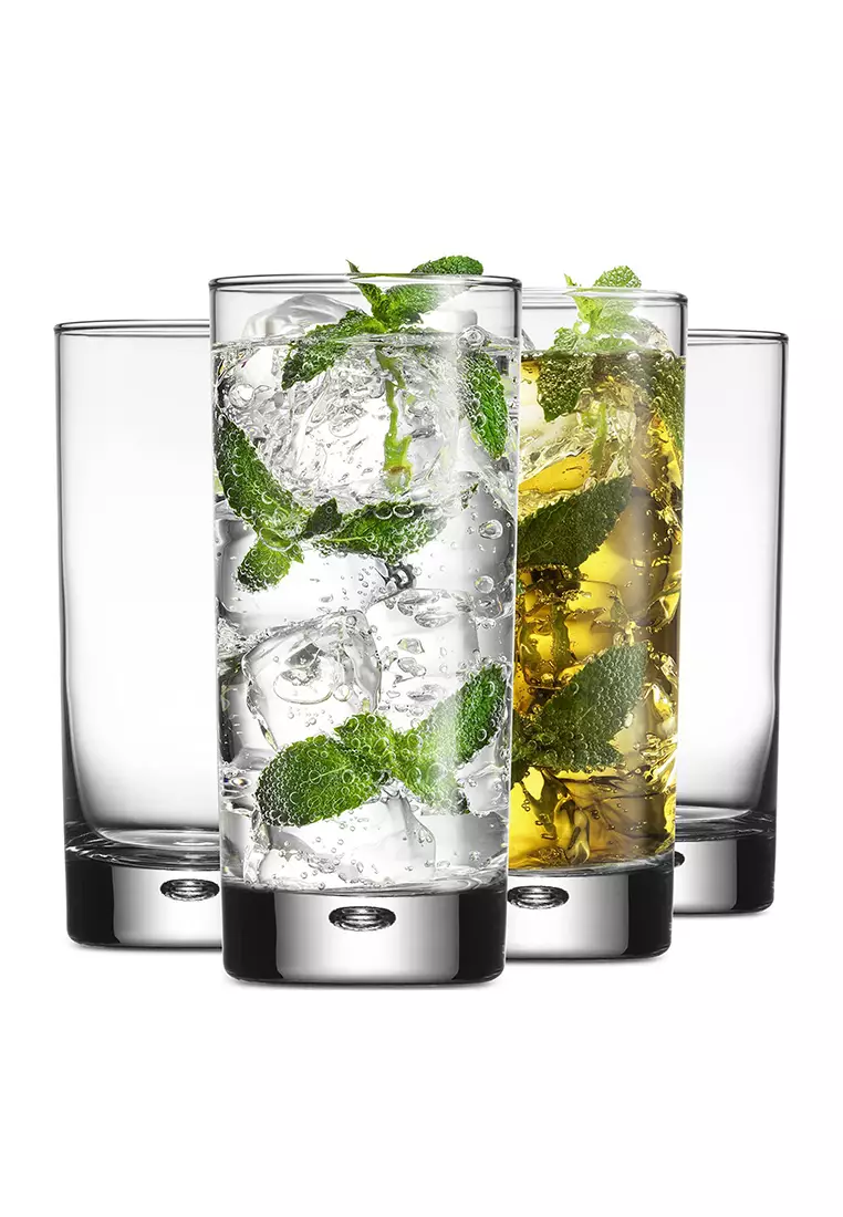 Buy Edge Houseware Highball Clear Drinking Glasses with Heavy Base Set ...