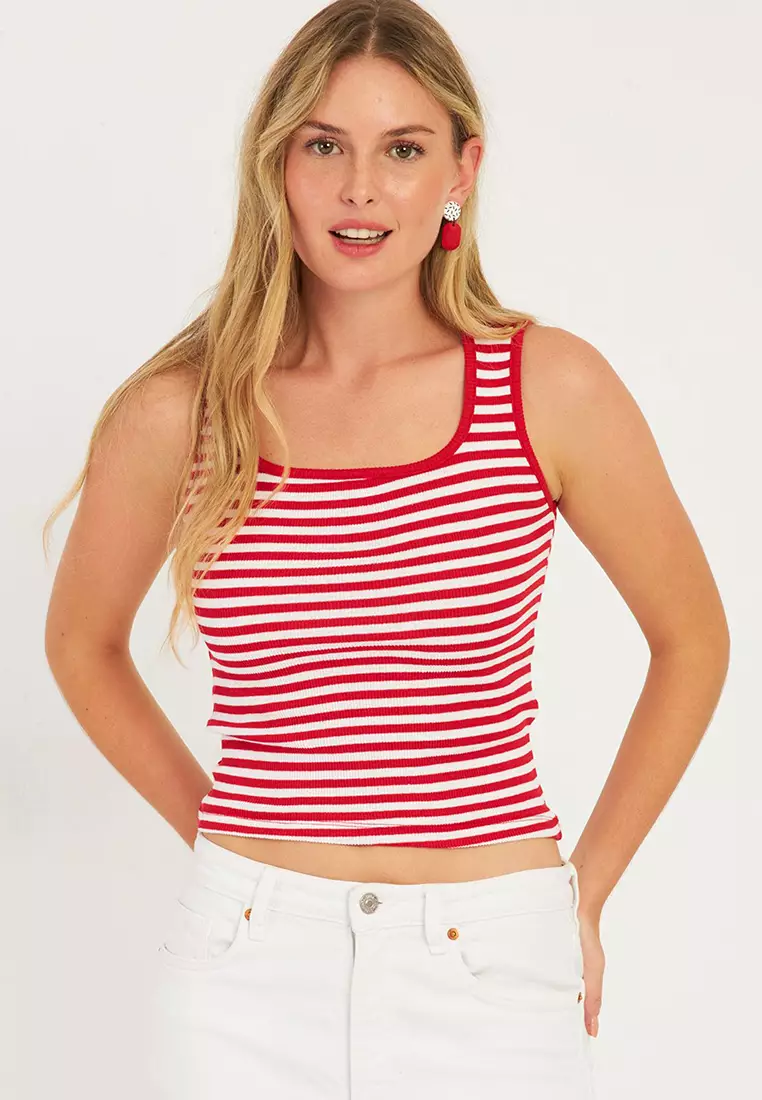 Buy Cool & Sexy 2 Packs Square Collar Striped Tops Online | ZALORA Malaysia