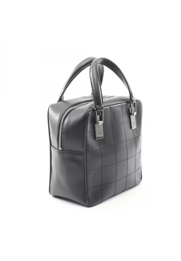 Buy Chanel Pre-Loved Chanel chocolate bar Handbag leather black silver ...