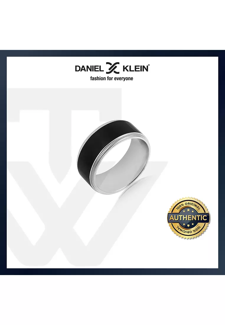 Buy Daniel Klein Classic Duo Color Men's Silver Stainless Steel Ring ...