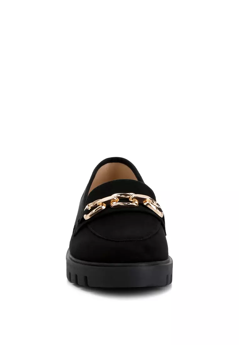 Jual London Rag Sepatu Rantai Logam Suede Mikro Hitam Original 2025 ...