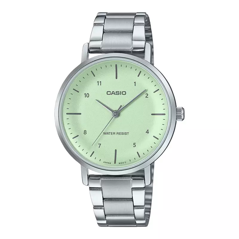 Jual Casio Jam Tangan Wanita Casio General LTP-VT03D-3BDF Ladies Green Dial Stainless Steel Band ...