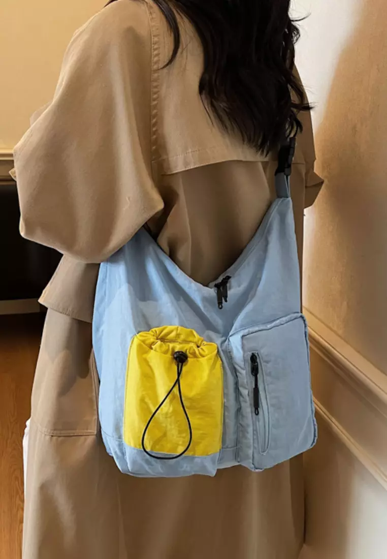 Buy Sunnydaysweety Color-Blocked Multi-Pocket Hobo Bag CA26042869BL ...