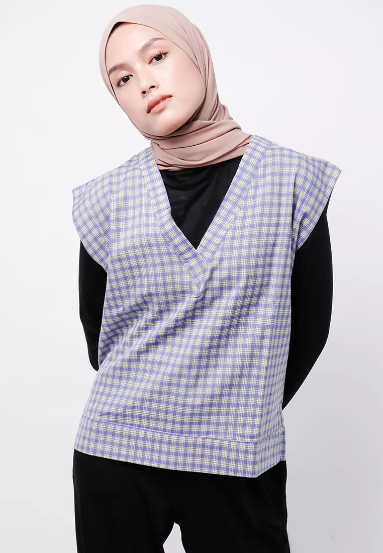 Jual Nade Nade Japan FTA75 Rompi Outer Wanita Vest Lucu Flanel Tartan ...