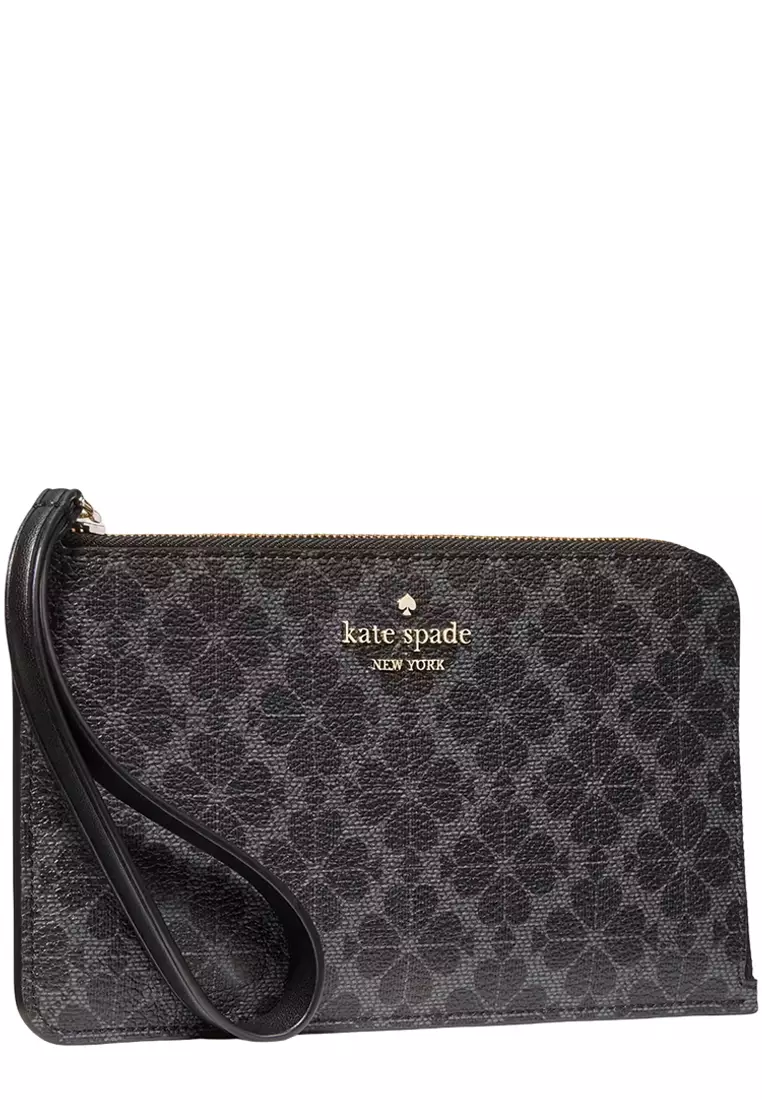 Buy Kate Spade Lucy Spade Flower Medium L-Zip Wristlet - Black KG487 ...