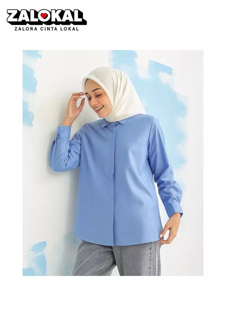 Jual geulis.id Geulis.id DAILY SHIRT BLUE SERIES (7 warna) Top - BLUE ...