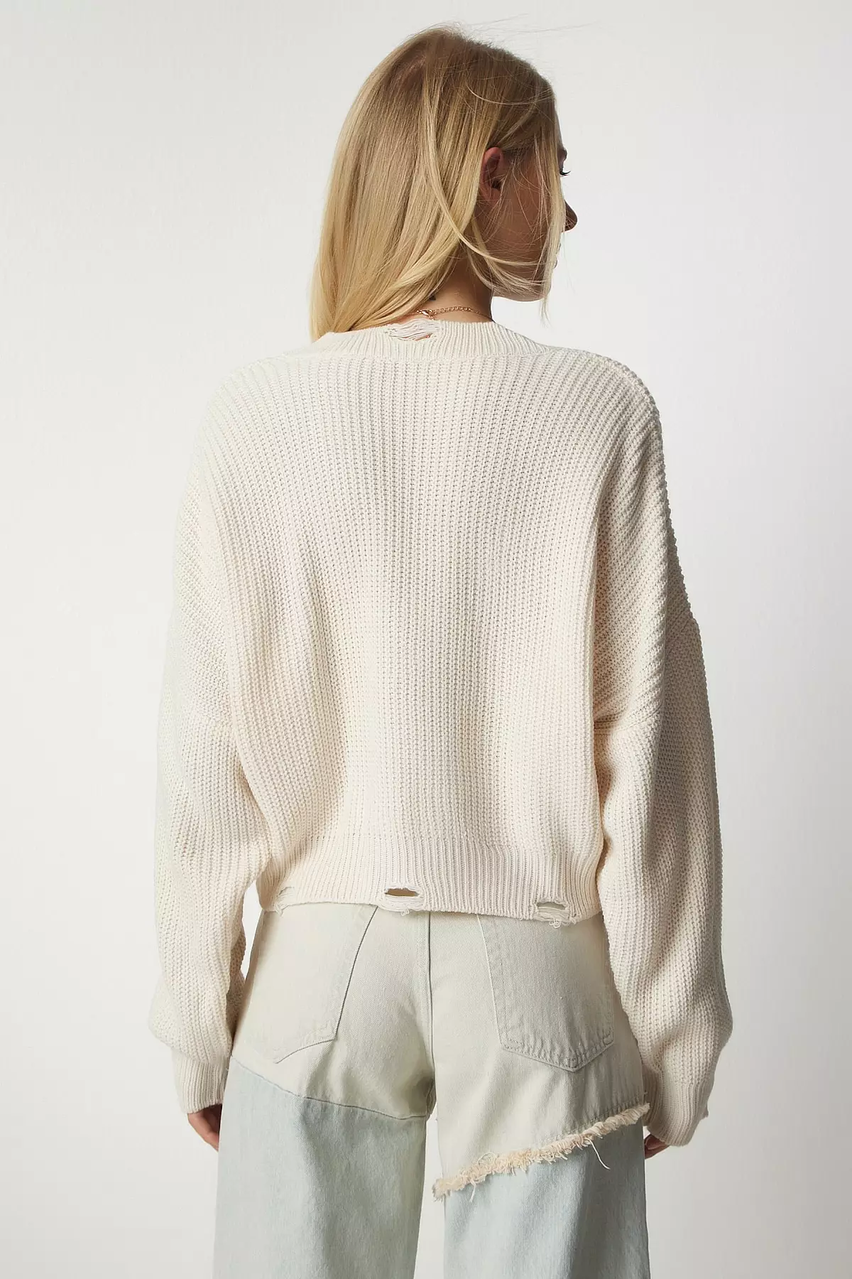 Buy Happiness Istanbul V-Neck Ripped Knit Sweater 2025 Online | ZALORA