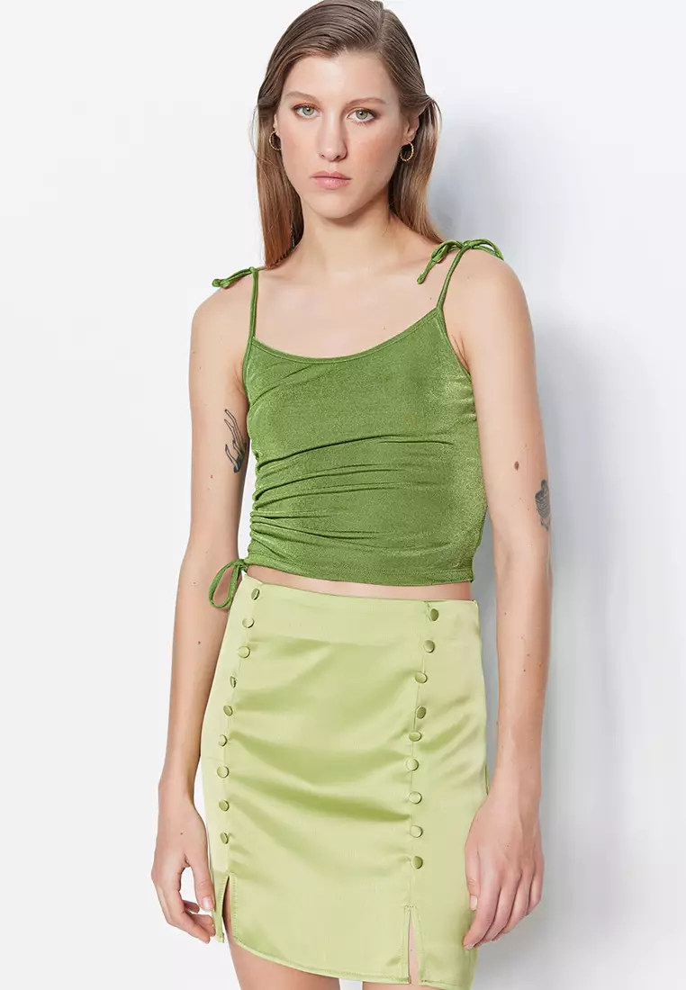Buy Trendyol Ruched Crop Cami Top 2024 Online Zalora Philippines