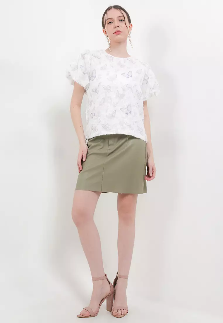 Jual Chic Simple Puff Sleeve Furry Butterfly Blouse Original 2024 | ZALORA Indonesia