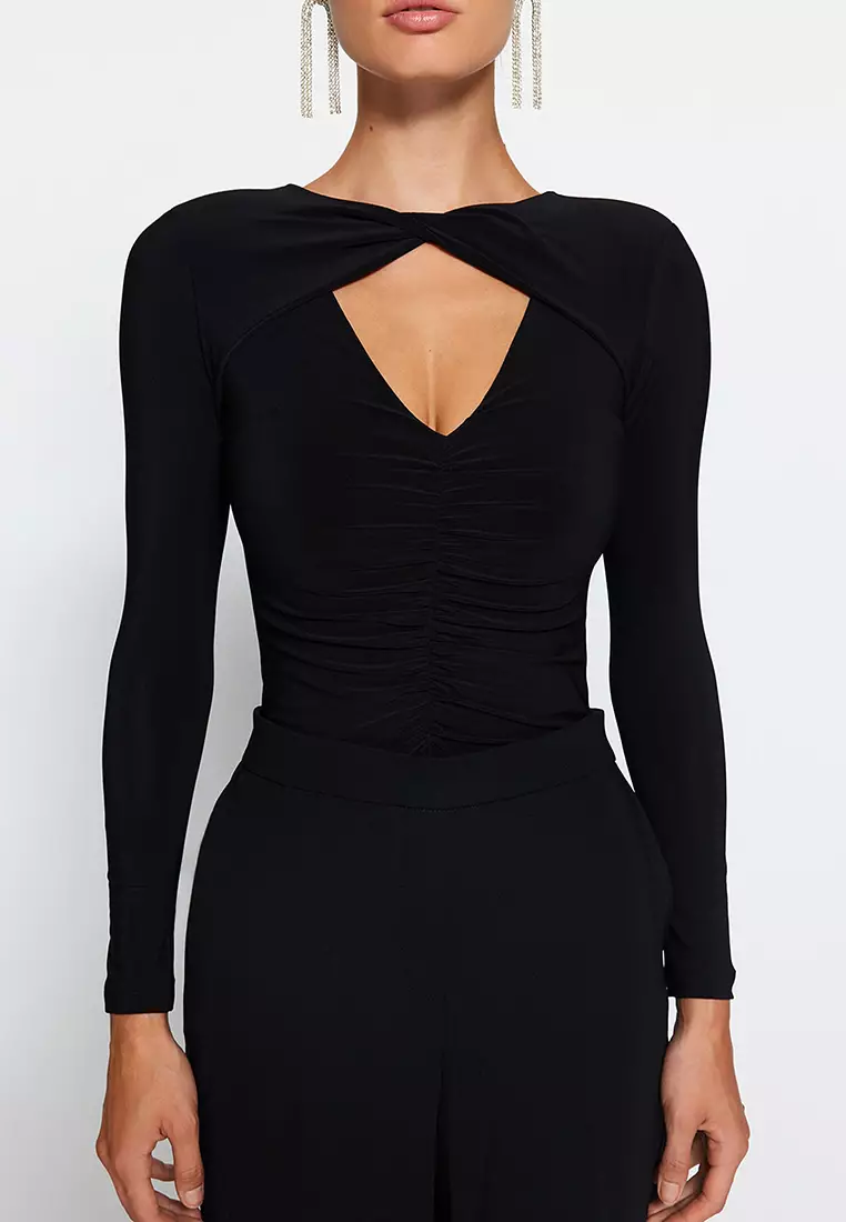 Buy Trendyol Cut Out/Knitted Bodysuit with Window Detail Online ...