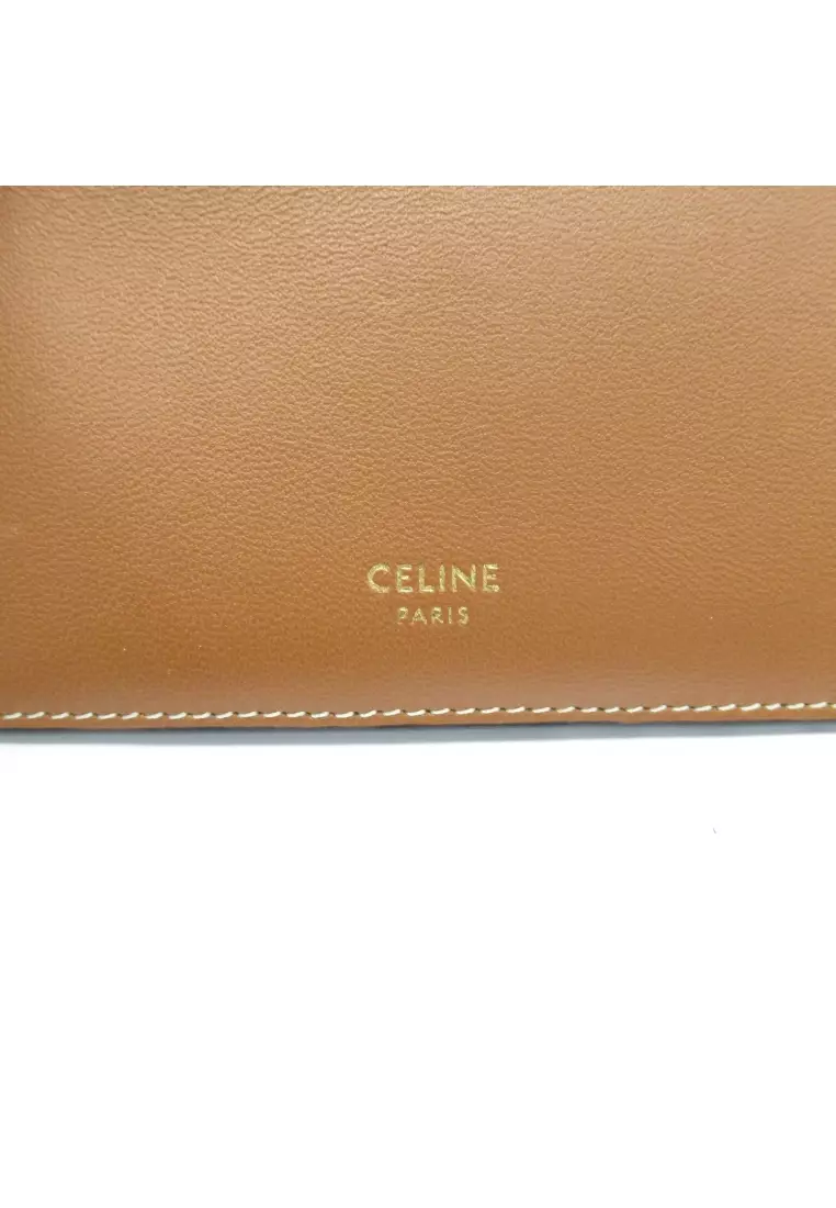 Celine Pre-Loved Celine Triomphe coin card holder coin purse PVC Coated ...