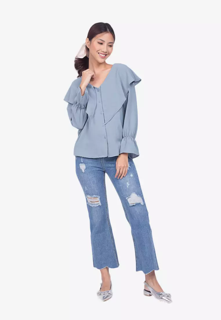 Buy Caoros Ruffle Overlay Top 2025 Online | ZALORA Philippines
