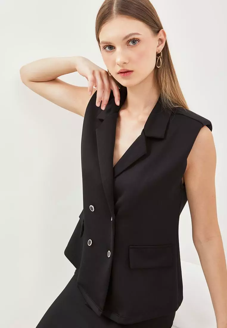 Jual Simplicity SIMPLICITY Padded Shoulder Double Breasted Blazer ...