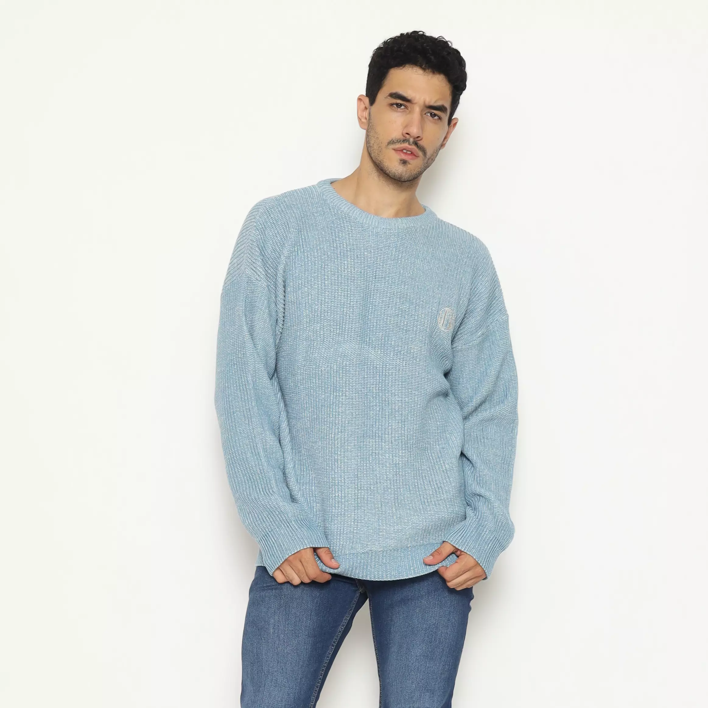 Jual Larusso Larusso Malibu & Cabana - Finn 2 Tone Knit Crewneck Jacket ...