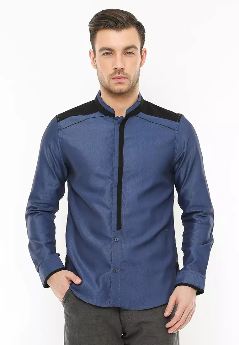 Jual LGS LGS - Slim Fit - Baju Koko - Two Tone Color - Biru - JSH.383 ...