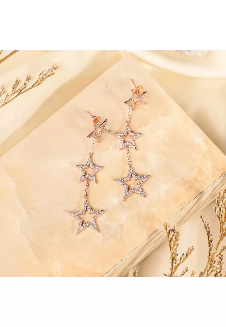 Millenne Made For the Night Graduated Star Dangler Cubic Zirconia Rose ...