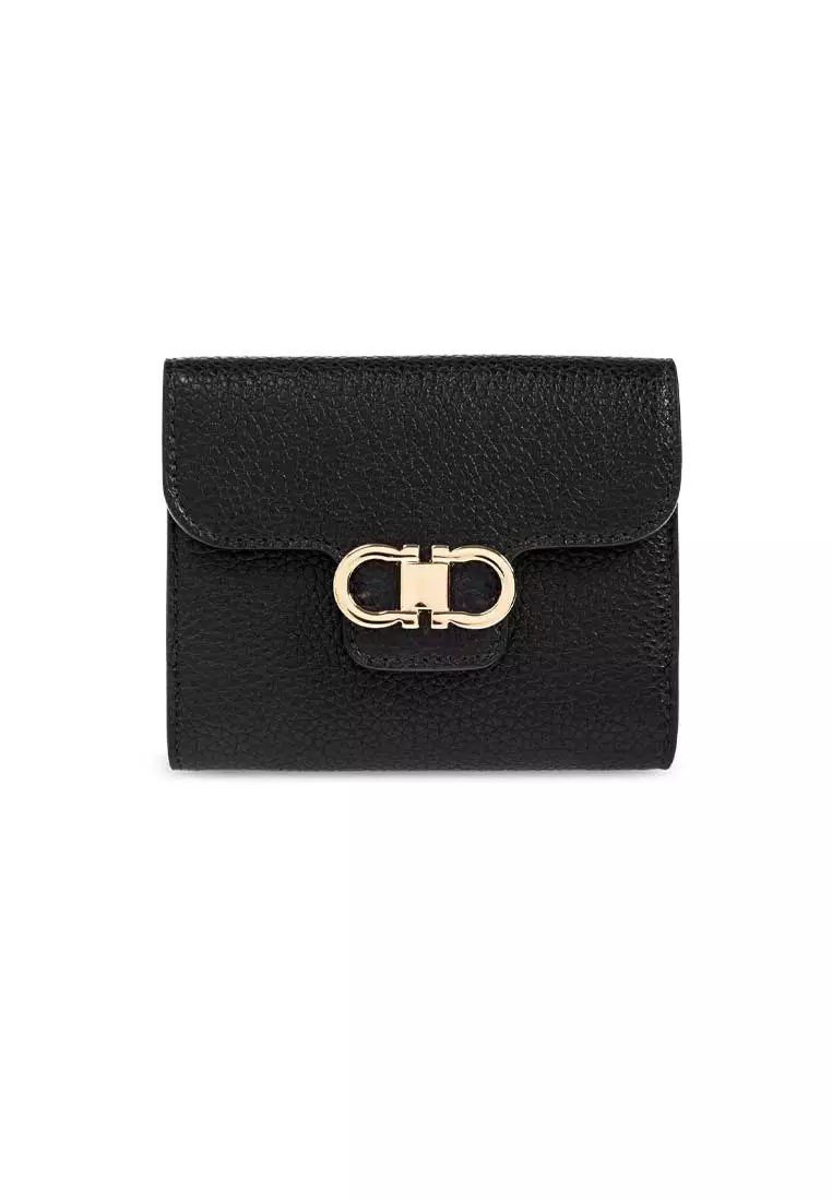 Buy Salvatore Ferragamo Gancini Compact Wallet Black 785777 Online ...