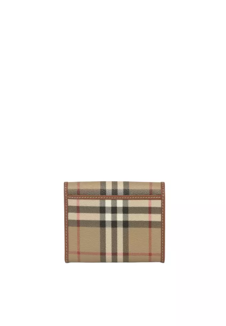 Buy Burberry Check And Leather Small Folding Wallet Wallet Online ...